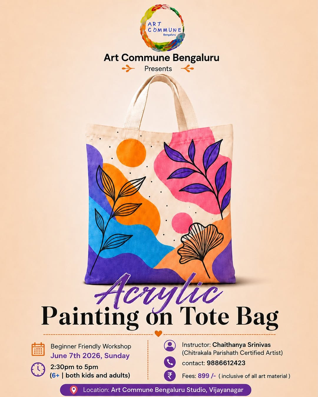 Acrylic Painting on Tote Bag Workshop | Hangout